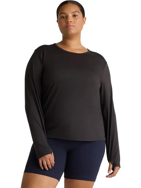 Quince Flowknit Breeze Long Sleeve Top - Black