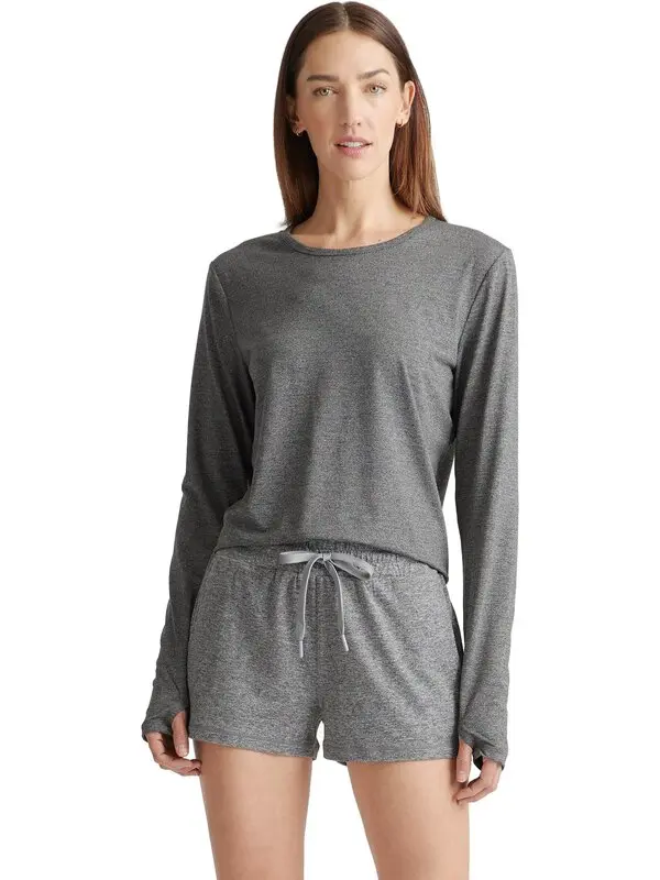 Quince Flowknit Breeze Long Sleeve Top - Charcoal
