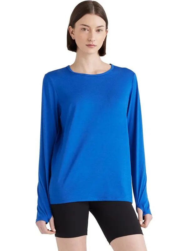 Quince Flowknit Breeze Long Sleeve Top - Heather Cobalt