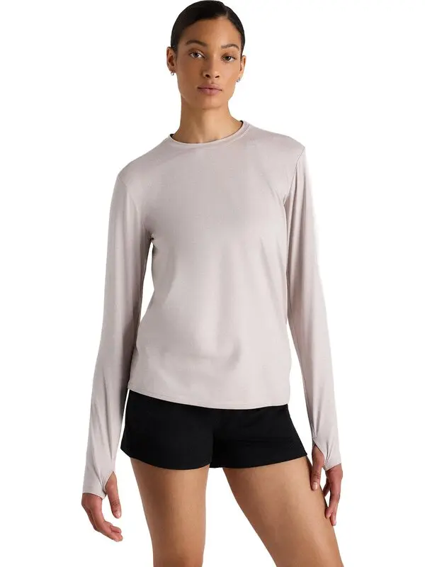 Quince Flowknit Breeze Long Sleeve Top - Heather Granite Grey