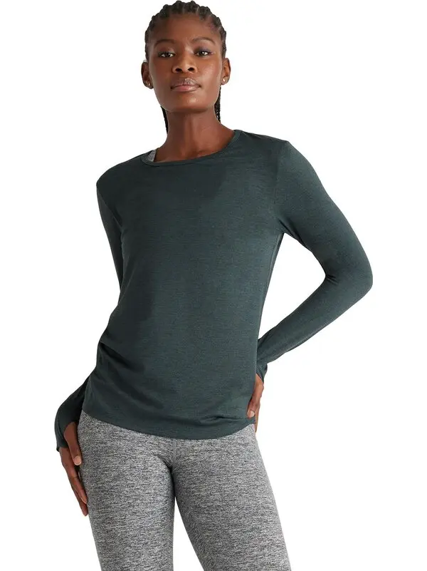 Quince Flowknit Breeze Long Sleeve Top - Heather Green