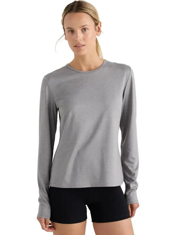 Quince Flowknit Breeze Long Sleeve Top - Heather Grey