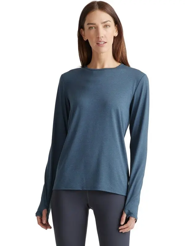Quince Flowknit Breeze Long Sleeve Top - Heather Ocean Navy