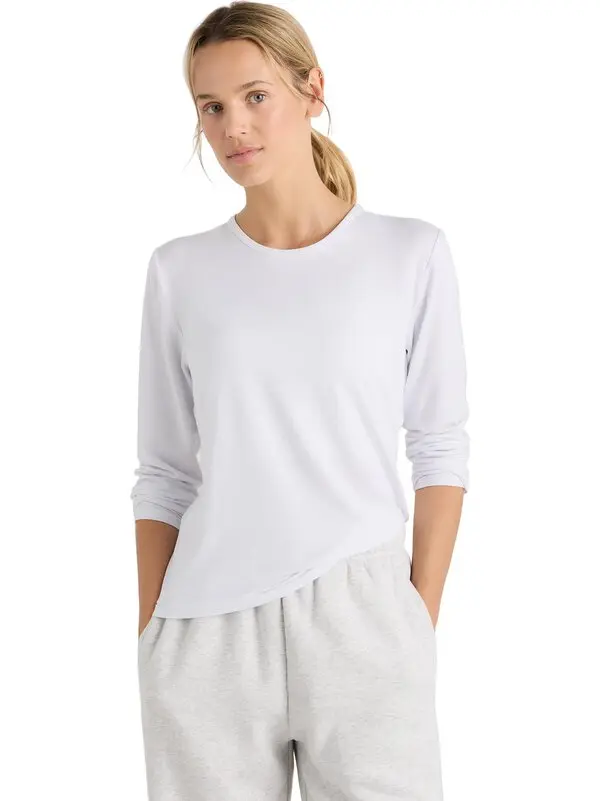 Quince Flowknit Breeze Long Sleeve Top - White