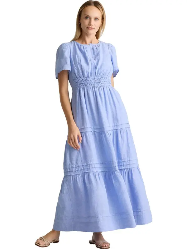 Quince 100% European Linen Tiered Maxi Dress - French Blue