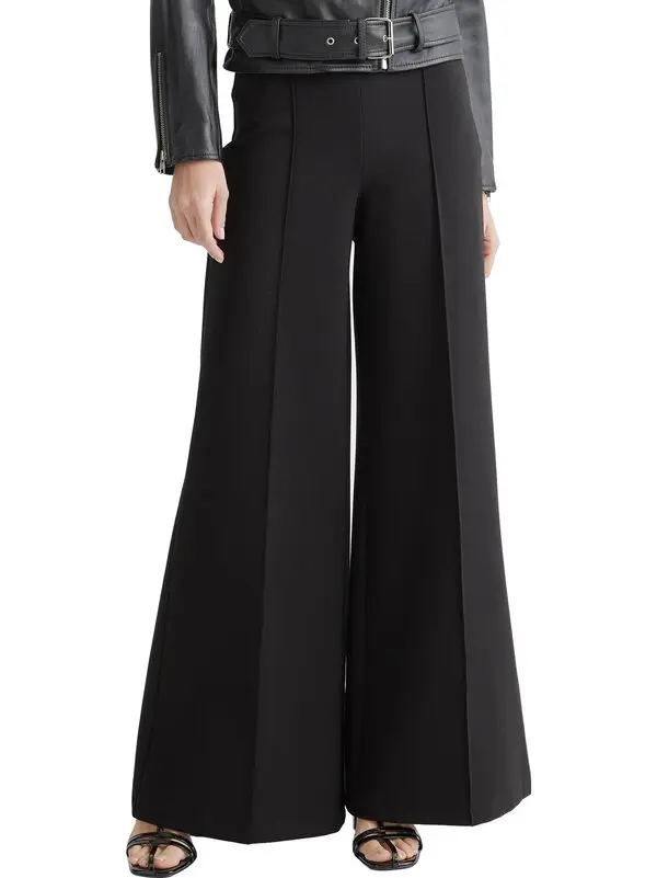Quince Ultra-stretch Ponte Super Wide Leg Pants - Black