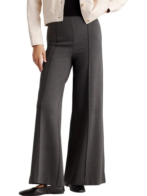 Quince Ultra-stretch Ponte Super Wide Leg Pants - Charcoal