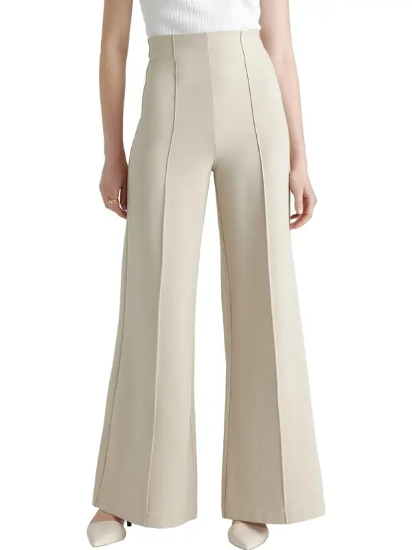Quince Ultra-stretch Ponte Super Wide Leg Pants - Ecru