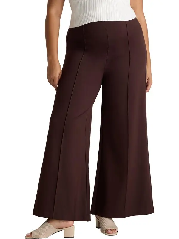 Quince Ultra-stretch Ponte Super Wide Leg Pants - Espresso