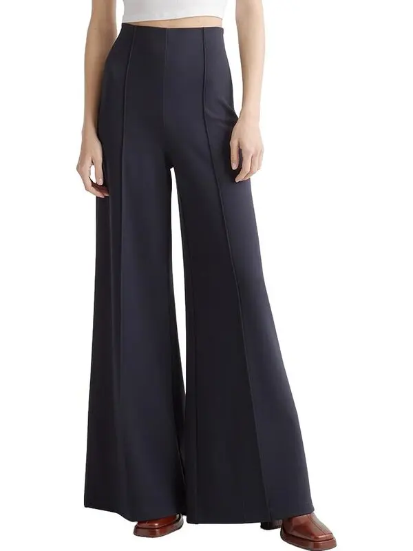Quince Ultra-stretch Ponte Super Wide Leg Pants - Navy