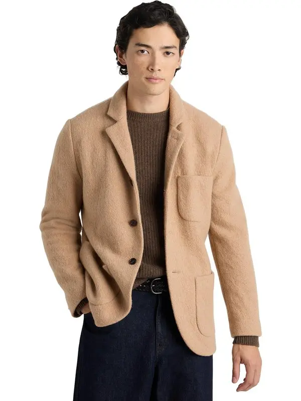 Quince Boiled Wool Cashmere Blazer - Camel