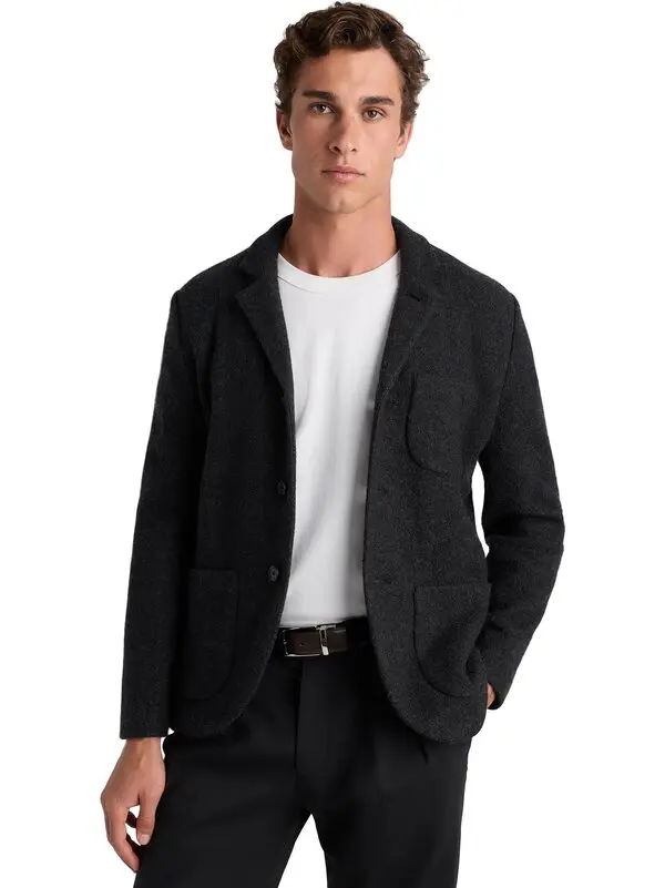 Quince Boiled Wool Cashmere Blazer - Heather Charcoal
