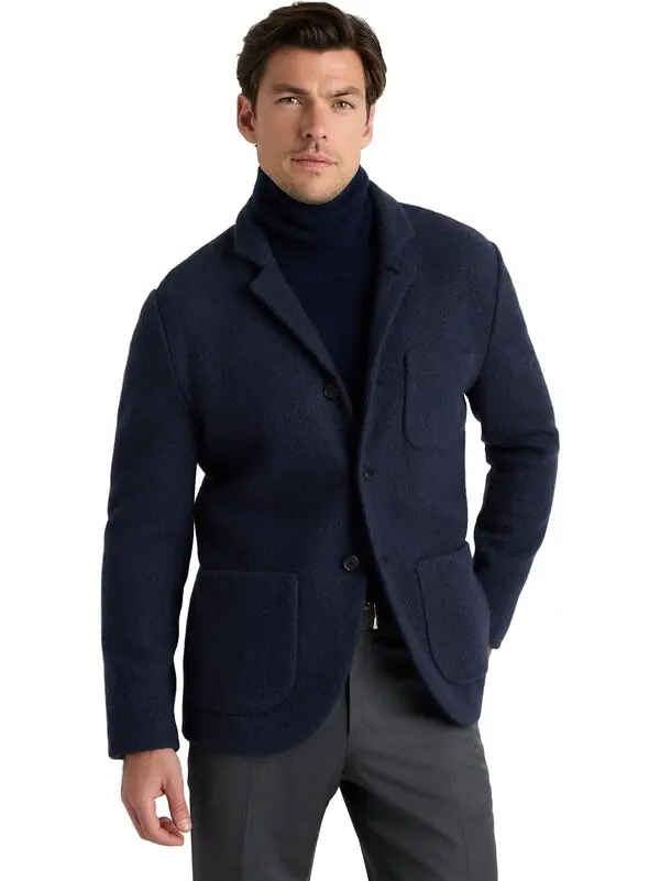 Quince Boiled Wool Cashmere Blazer - Heather Navy