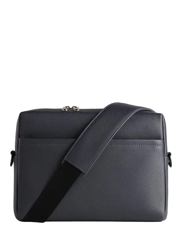 Quince Italian Leather Crossbody Messenger Bag - Dark Navy