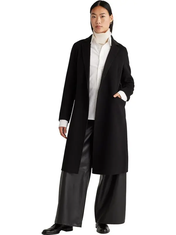 Quince 100% Mongolian Cashmere Double-faced Wrap Coat - Black