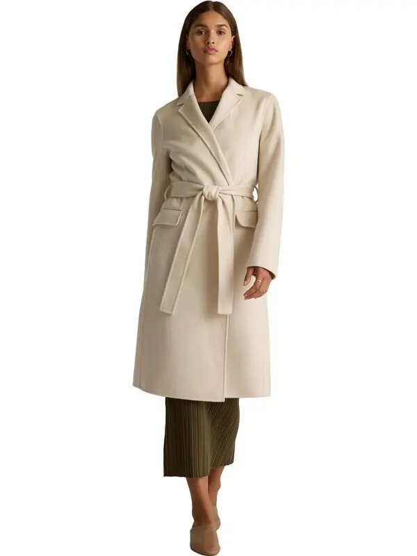 Quince 100% Mongolian Cashmere Double-faced Wrap Coat - Ivory Coast