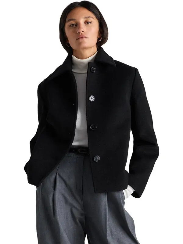 Quince Wool Cashmere Short Coat - Black