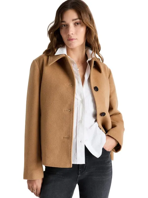 Quince Wool Cashmere Short Coat - Caramel