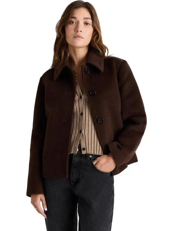 Quince Wool Cashmere Short Coat - Dark Chocolate