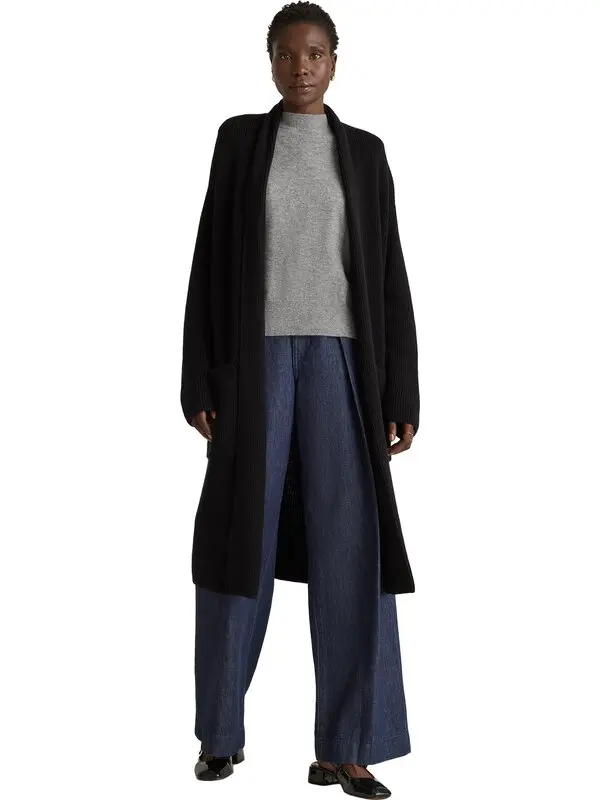 Quince Australian Merino Wool Duster Cardigan - Black