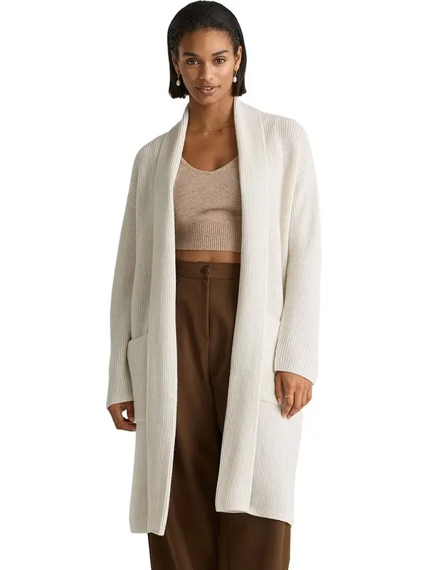 Quince Australian Merino Wool Duster Cardigan - Heather Bone