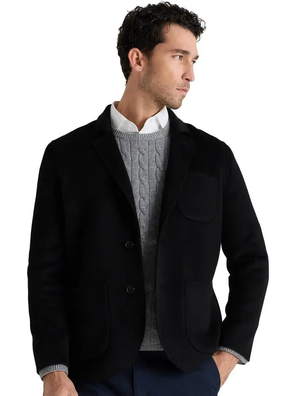 Quince 100% Mongolian Cashmere Double-faced Chore Blazer - Black