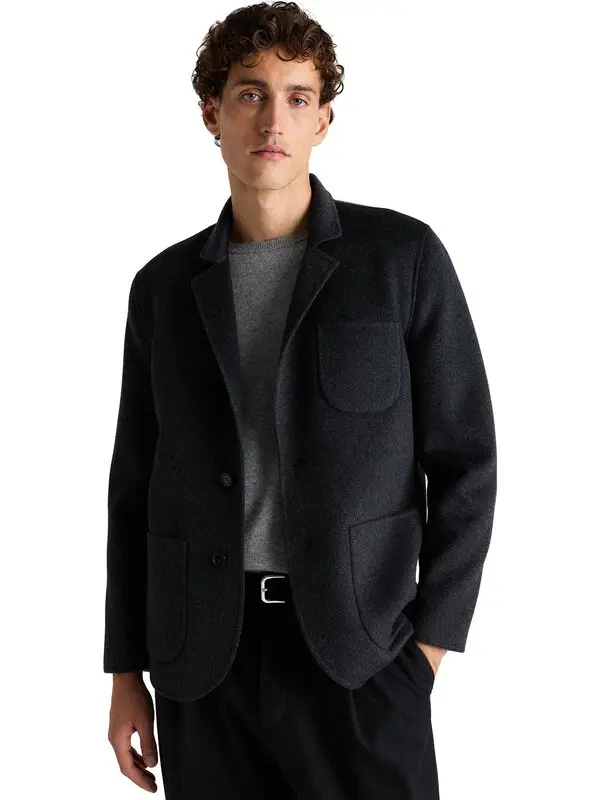 Quince 100% Mongolian Cashmere Double-faced Chore Blazer - Heather Charcoal