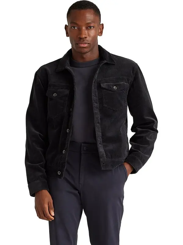 Quince Organic Stretch Corduroy Trucker Jacket - Black