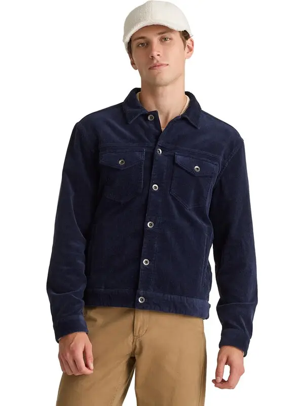 Quince Organic Stretch Corduroy Trucker Jacket - Deep Navy