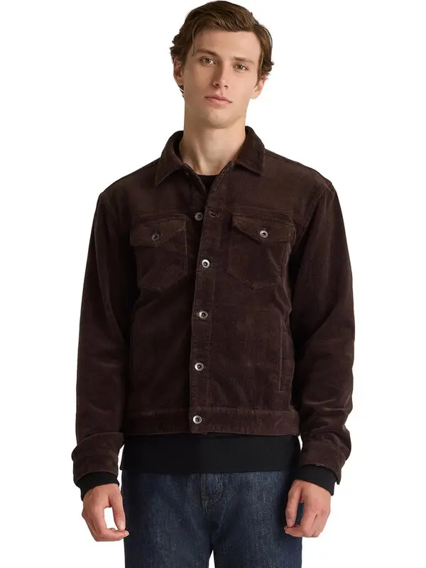 Quince Organic Stretch Corduroy Trucker Jacket - Espresso