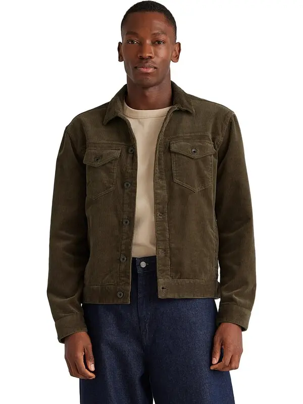 Quince Organic Stretch Corduroy Trucker Jacket - Seaweed