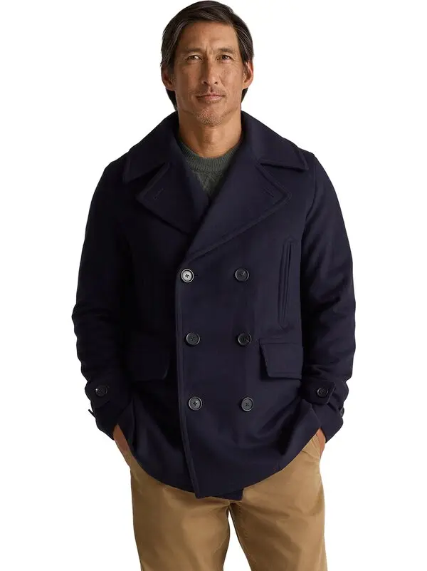 Quince Italian Wool Pea Coat - Cadet Blue