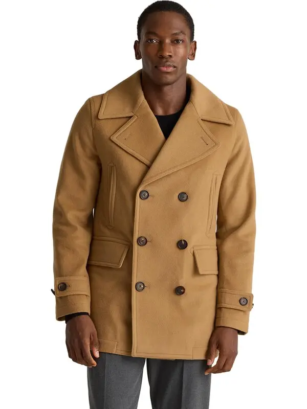Quince Italian Wool Pea Coat - Caramel