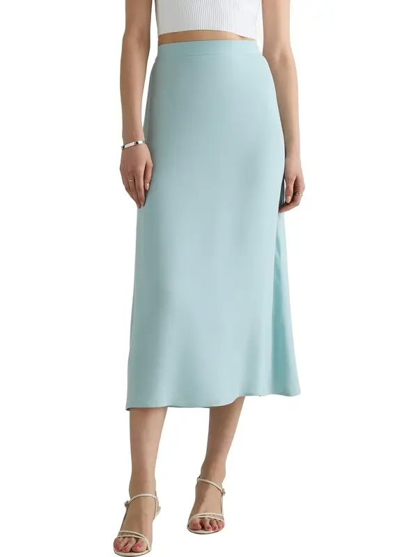 Quince Lightweight Crepe Slip Midi Skirt - Aqua Pearl