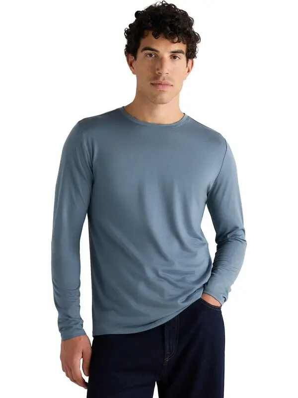 Quince 100% Merino Wool All-season Long Sleeve Base Layer T-shirt - Ash Blue