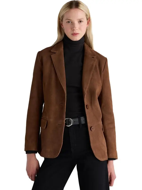 Quince 100% Suede Blazer - Java Brown