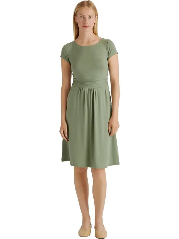 Quince Tencel Jersey Ruched Waist Dress - Sage