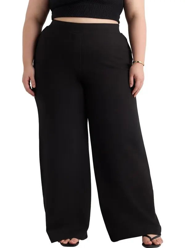 Quince Ultra-stretch Ponte Wide Leg Trousers - Black