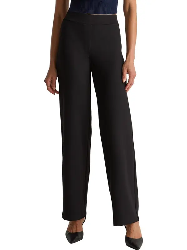 Quince Ultra-stretch Ponte Wide Leg Trousers - Black