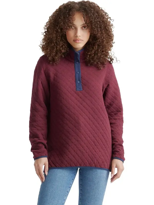 Quince Reversible Quilted Pullover - Burgundy/ivory