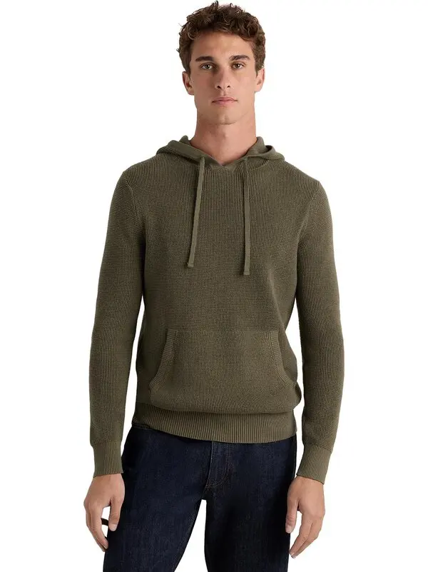 Quince Cashmere Waffle Hoodie - Bayberry Olive