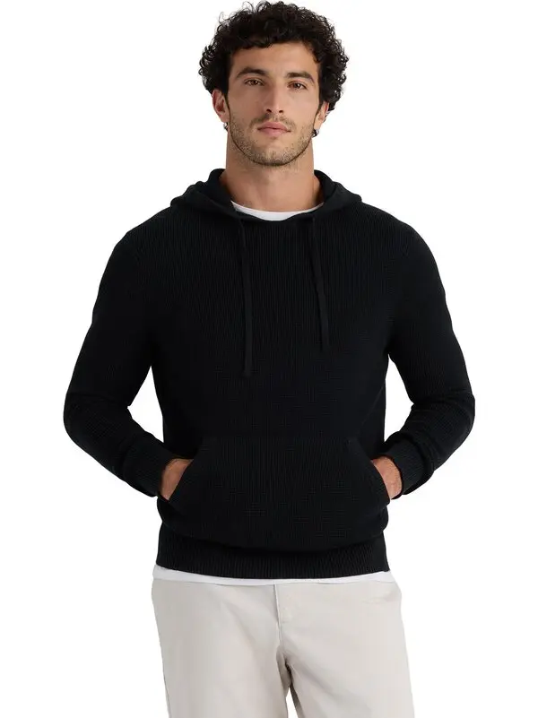 Quince Cashmere Waffle Hoodie - Black