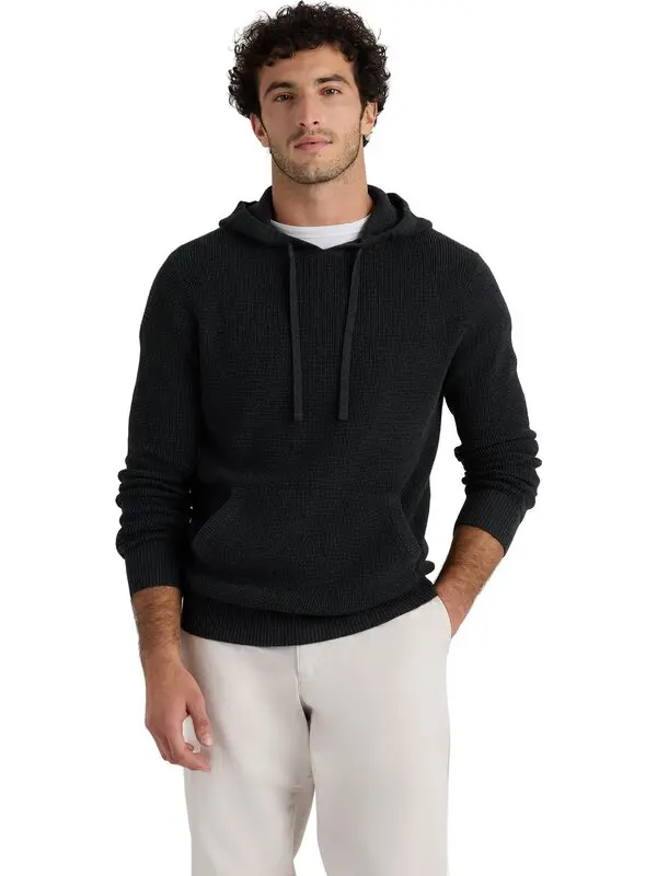 Quince Cashmere Waffle Hoodie - Charcoal