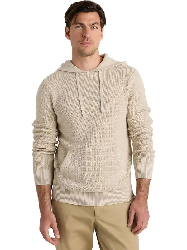 Quince Cashmere Waffle Hoodie - Speckled Beige