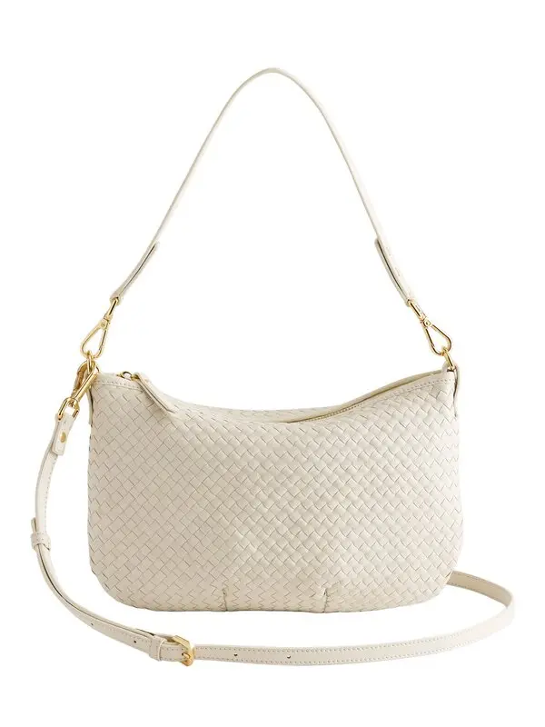 Quince Italian Handwoven Leather Mini Shoulder Bag - Bone