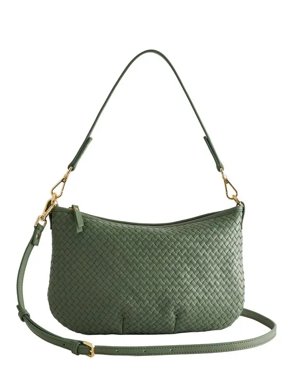 Quince Italian Handwoven Leather Mini Shoulder Bag - Sage
