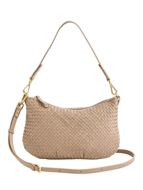 Quince Italian Handwoven Leather Mini Shoulder Bag - Taupe