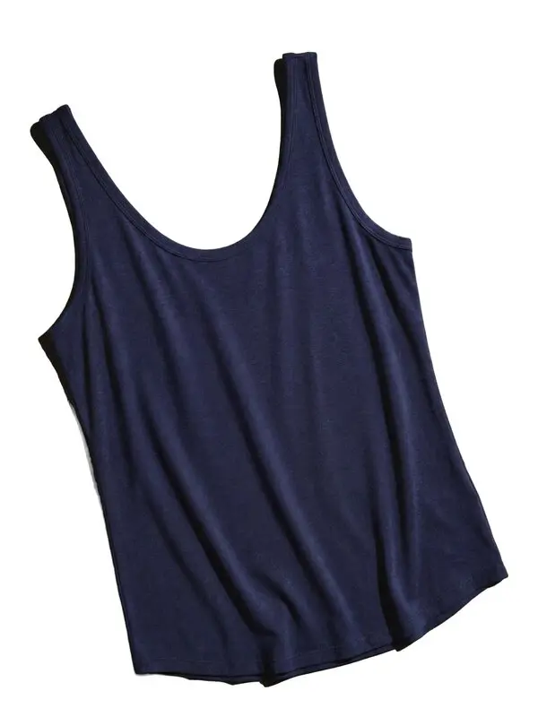 Quince Cotton Modal Double Scoop Neck Tank Top - Navy