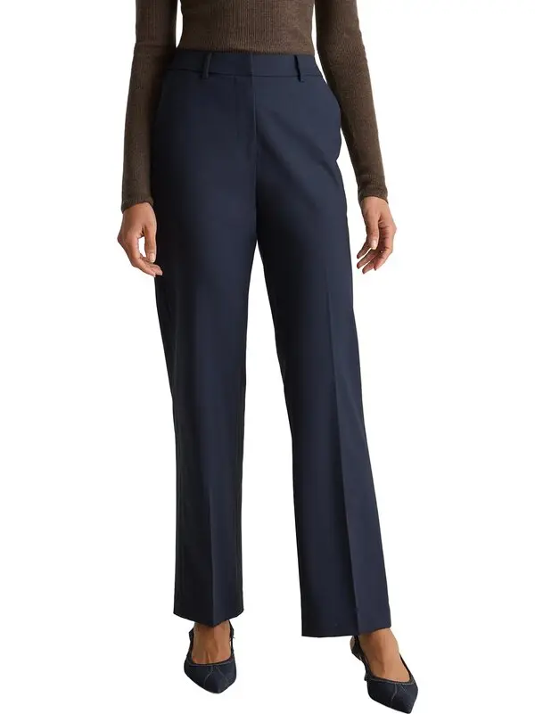 Quince Italian Wool Straight Leg Pants - Navy