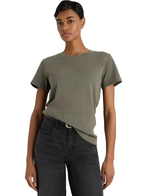 Quince Slub Crewneck T-shirt - Smoked Thyme Green